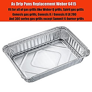 DONSIQIZZ 40Pack Weber 6415 Drip Pans, Grease Cup Liner for Weber Q, Pulse, Traveler Grill, Spirit Gas I & II, Genesis Gas, Genesis II 200&300-8.5" x 6" Disposable Aluminum Foil Grease Trays