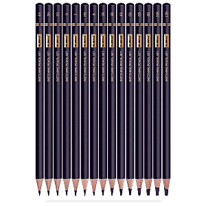 MUJINHUA - Sketch Pencils for Drawing, 15 Piece Graphite Pencils for Drawing, Sketching, and Shading - Ideal Art Supplies for Artists - Includes Various Hardness Options