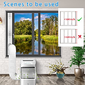 GOZFLVT Portable Air Conditioner Windows Vent Kit with 5.9” Exhaust Hose Window Seal Kit for Portable Air Conditioner, Adjustable Sliding Window Kit Plate for AC Unit Suitable for 5.9”/15 CM AC