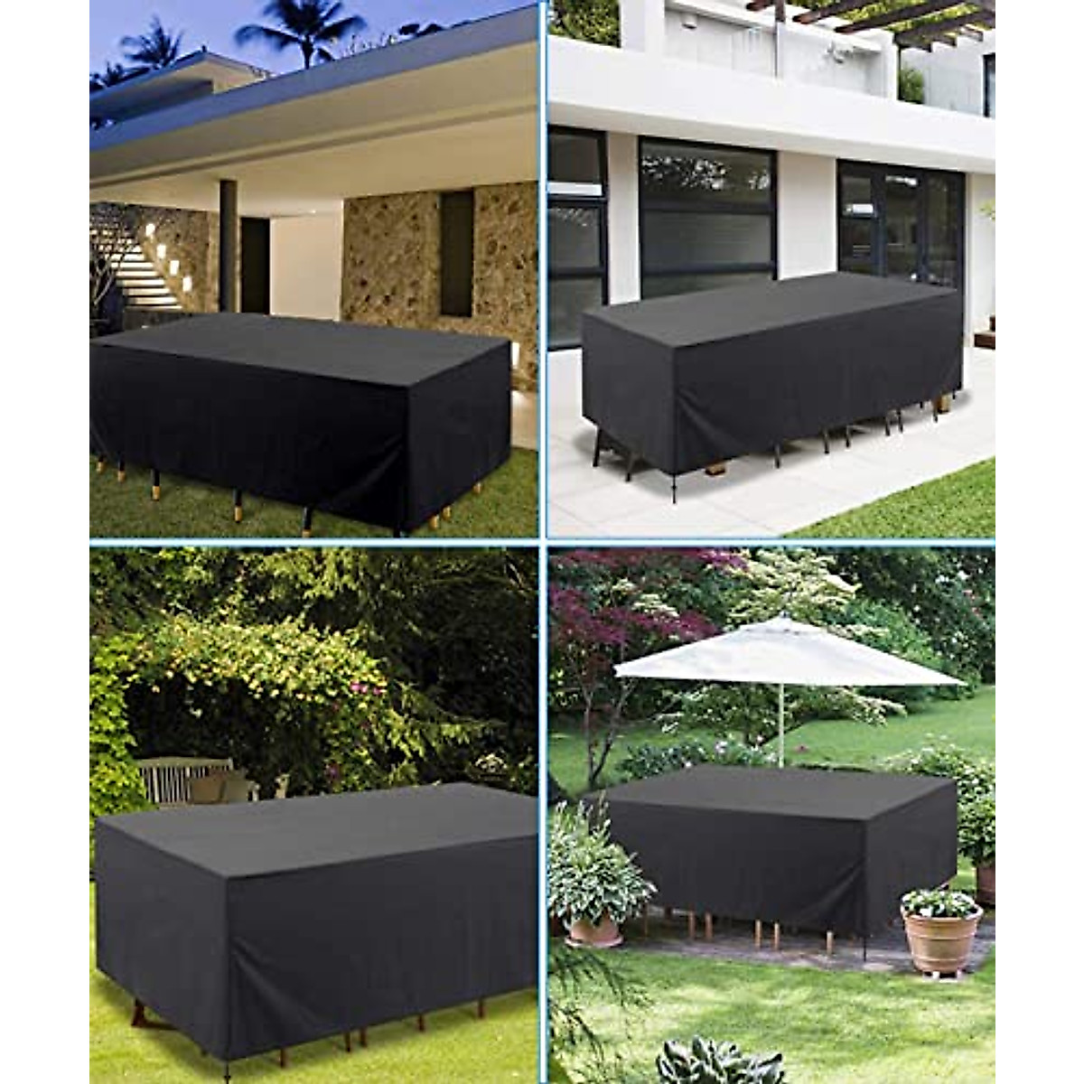 SOUKAHU Patio Furniture Set Cover Outdoor Sectional Sofa Set Covers, Outside Table Cover Waterproof Rectangle, Waterproof Patio Table and Chair Cover 83.5× 52× 29Inch