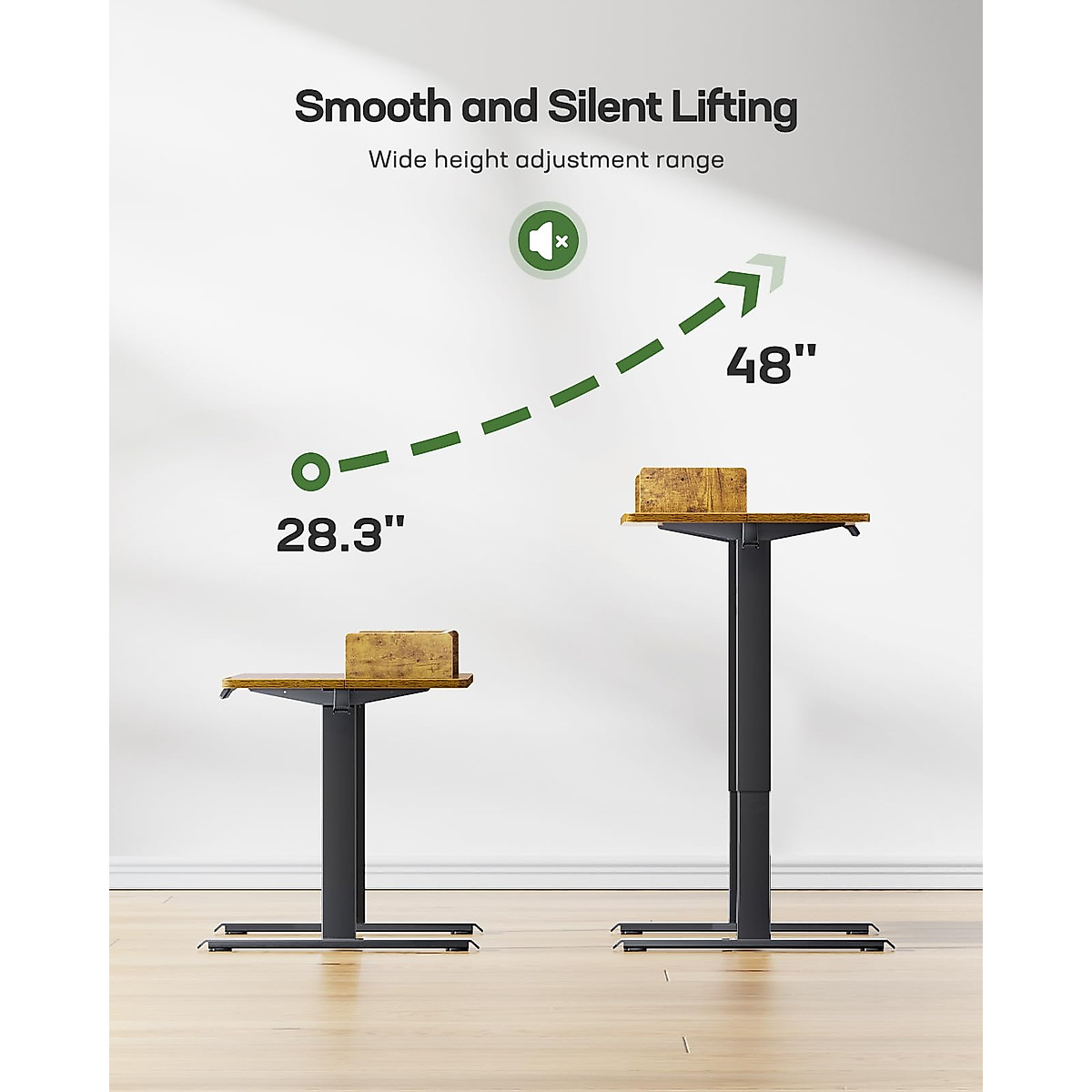 Marsail Electric Standing Desk with Dual Drawers, 55 x 24 Inches Height Adjustable Desk with Storage Shelf, Sit Stand Desk with 4 Memory Preset, 2 Hooks, Stand Up Desk for Home Office, Rustic Brown