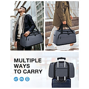 Duffle Bag for Travel,BAGSMART Carry on Weekender Overnight Bag,Travel Duffel Bag with Toiletry Bag,Shoe Bag （Grey,38L)