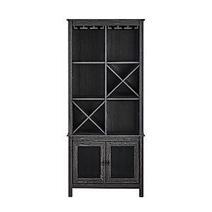 Home Source 72" Wood Exquisite Bar Wine Cabinet with Storage,Liquor Cabinet with Removable Wine Racks,Bookcase,Kitchen Pantry Storage Cabinet for Kitchen,Dining Room, Living Room,Espresso