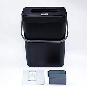 Jesintop Compost Caddy, Mini Countertop Trash Can, Compact Waste Basket Garbage Can, Compost Caddy Small Trash Bin with Lid for Desk/Office/Kitchen, 3L/0.8 Gal Series, Black