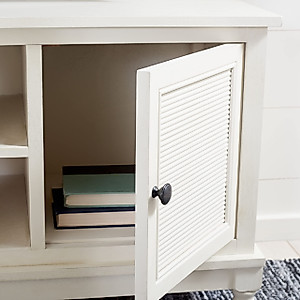 SAFAVIEH Home Collection Ryder Distressed White 2-Door 1-Shelf Entertainment Media Stand up to 55" Flatscreen TV