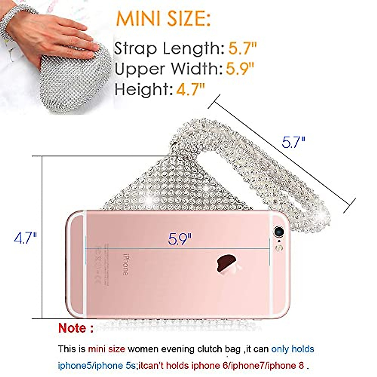 JIAN YA NA Fashion Women Rhinestone Trihedral Clutch Evening Bag Bling Zipper Wedding Purse