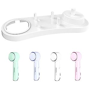 Electric Toothbrush Holder with 1 Charging Stand Slot, 1 Toothbrush Stand and 4 Toothbrush Head Stands + 4 PCS Toothbrush Head Covers for Oral B