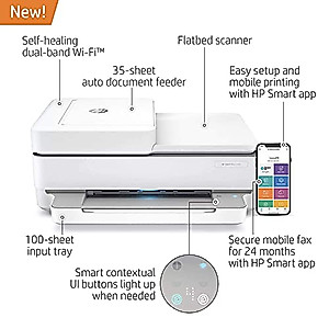 HP Envy Pro 6458 All-in-One Wireless Printer: Easy Printing, Scanning, Photo Copying, Fax Jobs, High-Yield Ink Stability, Borderless, Double-Sided Printing for Home & Office, 5SE48A (Renewed)