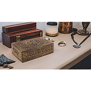 Great Birthday Gift Ideas Handmade Decorative Wooden Jewelry Box Jewelry Organizer Keepsake Box Treasure Chest Trinket Holder Watch Box Storage Lock Box 8 x 5 Inches Housewarming Gift Ideas Men Women