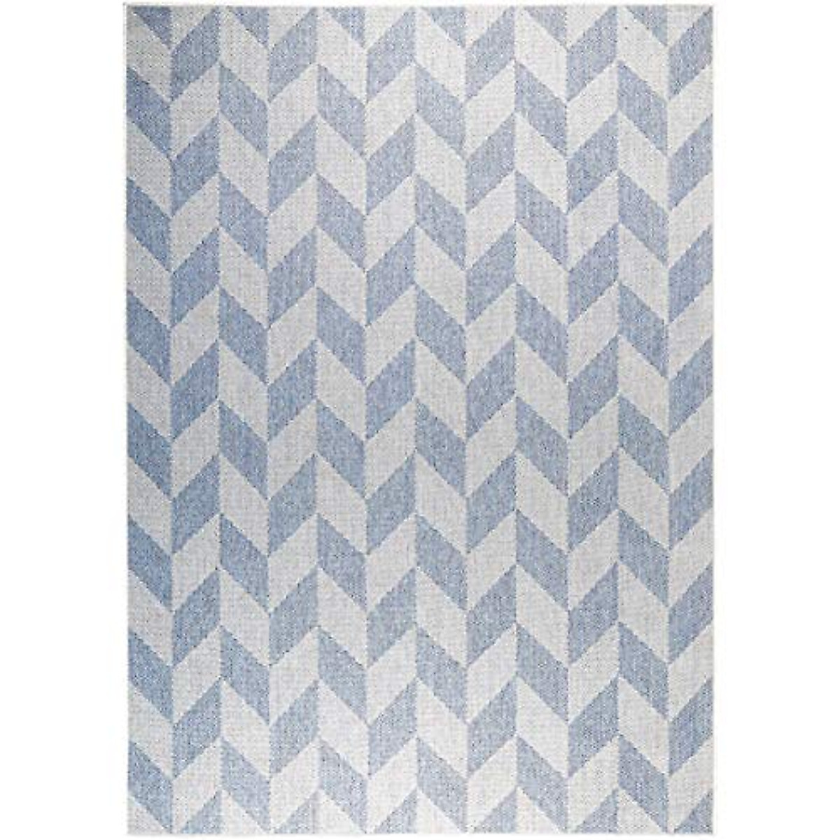 Nicole Miller New York Patio Country Calla Contemporary Herringbone Indoor/Outdoor Area Rug, Blue/Grey, 7'9"x10'2"