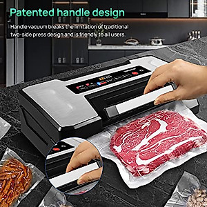 Vacuum Sealer, Vakumar 90Kpa Food Vacuum Sealer Machine Built-in Cutter & Bag Storage, Food Preservation Dry/Moist /Liquid Mode, Perfect for Liquid-Rich Foods Including Fresh Meats, Marinades, Sauces and More, Handle Locked Design