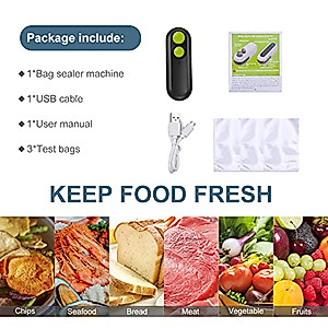 Ankilo Mini Bag Sealer, Handheld Heat Sealer, 2 in 1 Plastic Bag Sealer, Portable Heat Vacuum Sealer, Rechargable Mini Sealing Machine, for Plastic Bags Chip Bags Food Storage, Black
