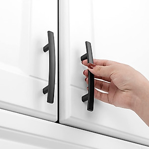 KOOFIZO Solid Curved Bar Cabinet Pull - Black Furniture Arch Handle, 3 Inch/76mm Screw Hole Center, 10-Pack for Kitchen Cupboard Door, Bedroom Dresser Drawer, Bathroom Wardrobe Hardware