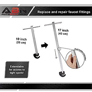 ABN Large Basin Wrench Extendable Faucet Installation Tool, Telescoping Plumbers Under Sink Telescopic 3/8 to 1-3/8