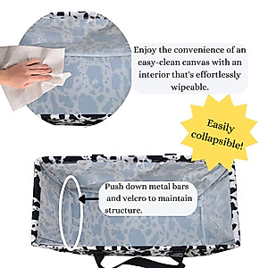 NGIL Extra Large Utility Tote Reusable Grocery Organizing Bag Oversized Collapsible for Storage, Picnic,Car, Beach (Cow Splatter Print-black)