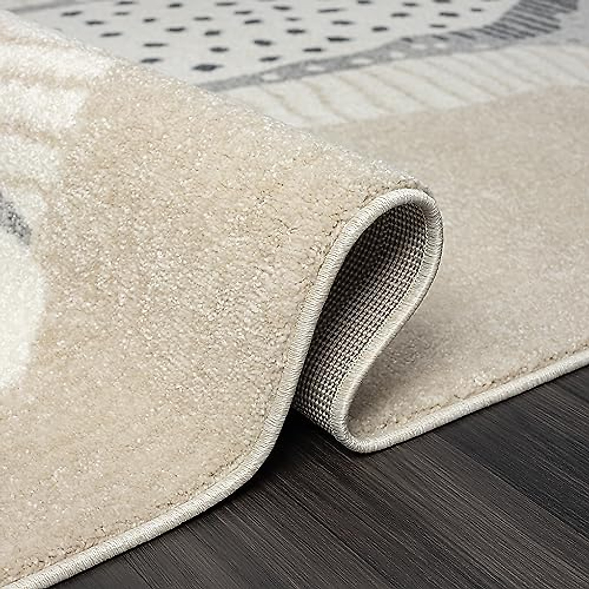 Abani Nuevo Collection Area Rug -Modern Ivory/Beige Faux Hide Design -7'9" x 10'2" - Easy to Clean - Durable for Kids and Pets - Non-Shedding - Medium Pile - Soft Feel - Living Room, Bedroom & Office