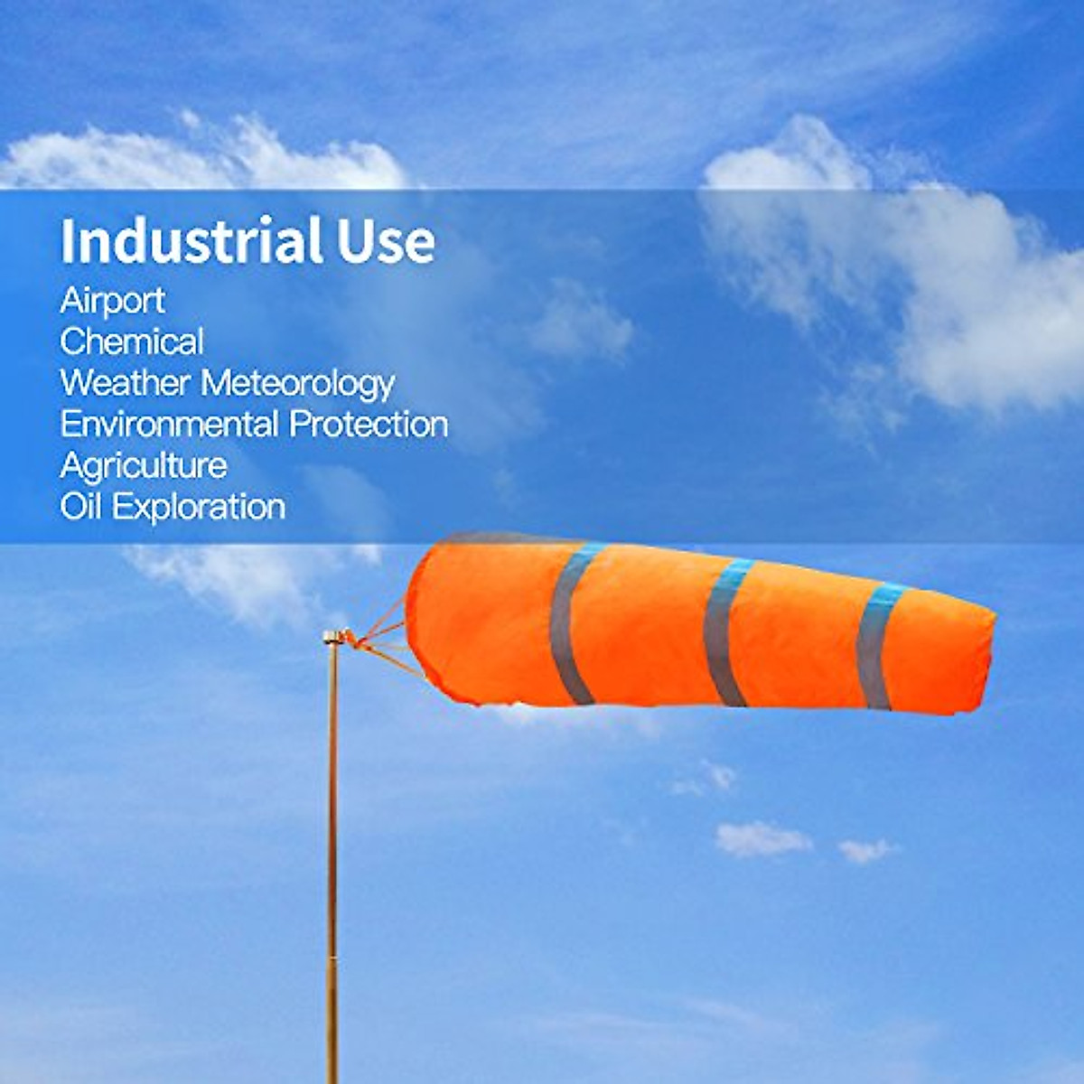 Anley 30 Inch Windsock - Rip-stop Polyester Wind Direction Measurement Sock Bag with Reflective Belt - For Outdoors Airport Farm & Park - Orange 2.5 Feet