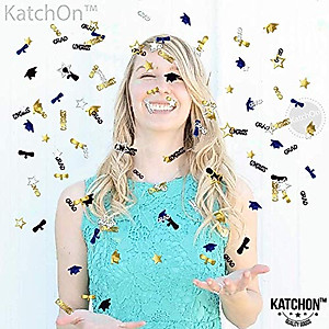 KatchOn, Congrats Grad Graduation Confetti 2023 - Pack of 1000, Blue and Gold Graduation Decorations 2023 | Graduation Decorations Class of 2023 Decorations | Blue Graduation Party Decorations 2023