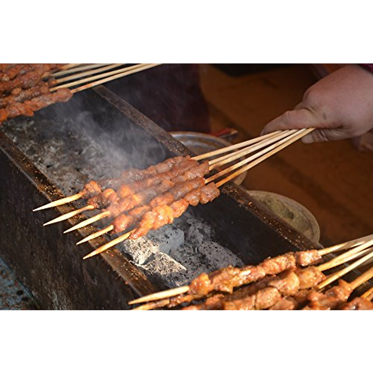 KingSeal Natural BAMBOO Wood Kebab Skewers, Sticks, 10 Inch Length x 3.8mm Diameter - 1 box of 1000 Skewers