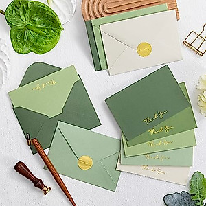 Crisky Shade of Sage Green Thank You Cards (50 Pack) with Craft Envelopes & Stickers Printable Greeting Cards Bulk for Birthday, Baby Shower,Bridal Shower, Wedding, Graduation.