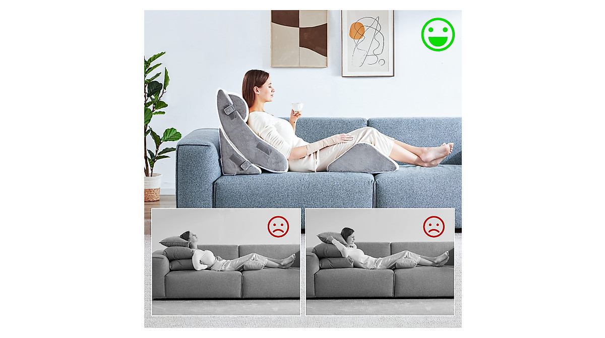 Kingfun 4pcs Orthopedic Wedge Pillow Set for Comfort