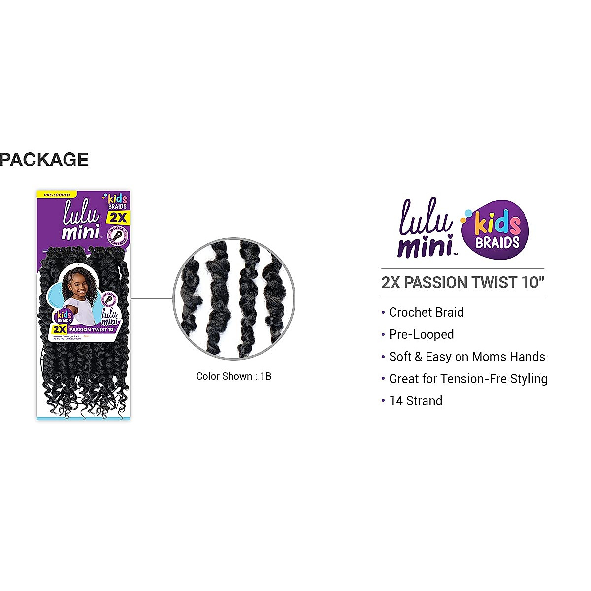 Sensationnel Crochet Braids Lulu Mini Pre-Looped 2X Passion Twist 10" (1-pack, 2)