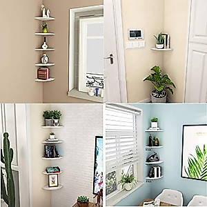 8 Inch Floating Corner Shelf Set of 2,White Wall Mounted Corner Storage Shelf for Bedroom, Living Room, Bathroom, Display Shelf for Small Plant, Photo Frame, Toys and More