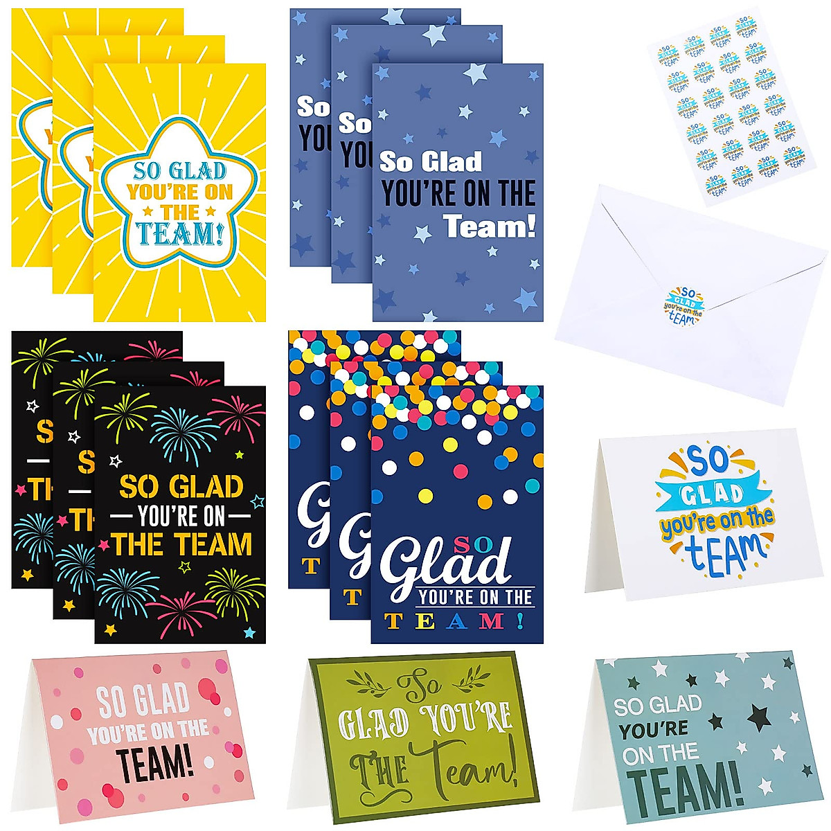 Chinco 24-Pack of Employee Appreciation Cards with Envelopes, Thank You Notes, Office Theme Design, Suitable for All Employees