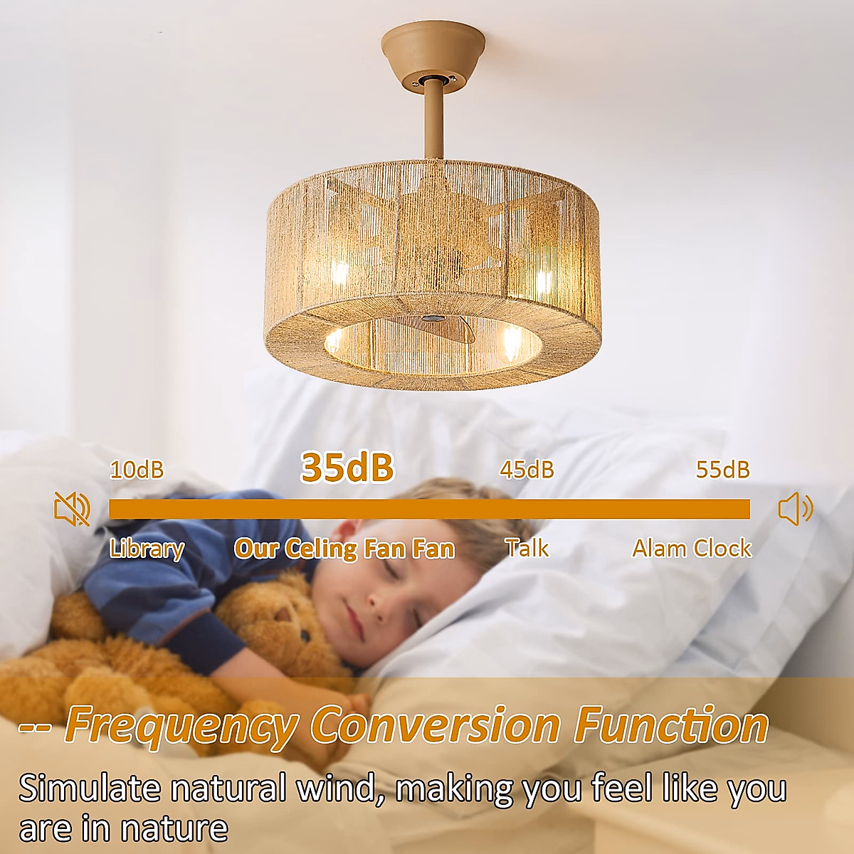 zheshirui Boho Caged Ceiling Fan with Lights, 18 Inch Rattan Fandelier Ceiling Fans with Light and Remote Control, Coastal Enclosed 6 Speeds for Bedroom, Kitchen, Dining Room