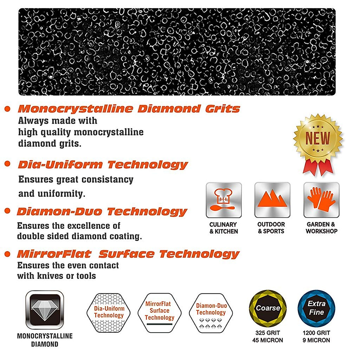 SHARPAL 156N Double-sided Diamond Sharpening Stone Whetstone Knife Sharpener | Coarse 325 / Extra Fine 1200 Grit | Storage Case with NonSlip Base & Angle Guide (6 in. x 2.5 in.)