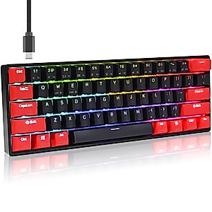 Ussixchare GK61 60% Mechanical Keyboard Hot Swappable RGB Led Gaming Keyboard Linear Red Switch for PC/Win/PS4/Xbox（Gateron Optical Red ）