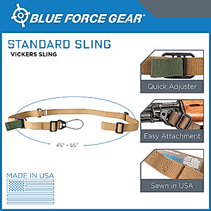 Blue Force Gear Standard Sling | 2 Point Sling Adjusts for Carrying Positions | 45-55 inches (OD Green)