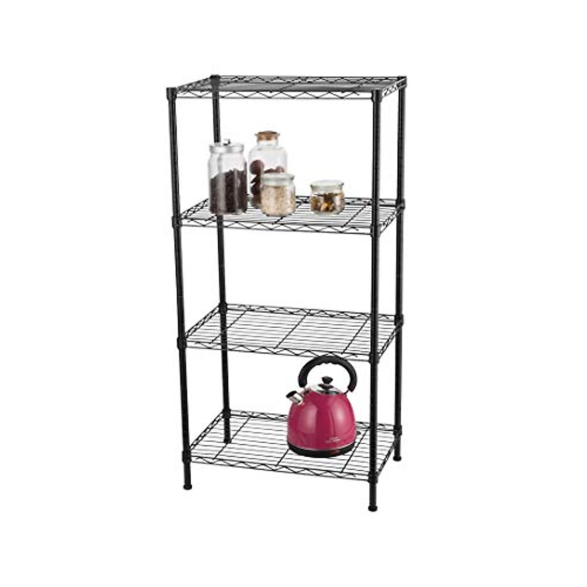 Multi-use Shelving Unit 4-Tier Space-Saving Metal Shelving Storage Rack Heavy Duty Metal Shelf Organizer for Home Office Kitchen Bathroom Garage Closet Dormitory 21x34x42 Heavy Duty Storage Racks