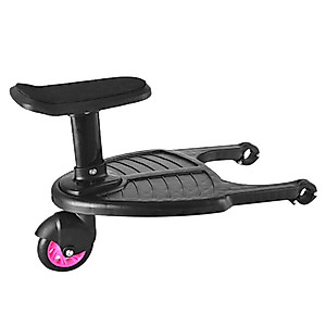 2019 New-Comfort Wheeled Board,Wheeled Buggy Board Comfort Wheeled Board with Adapter Stroller Ride On Board with Detachable Seat, Holds Children Up to 20kg (Pink)