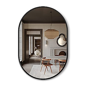 Bathroom Mirror for Wall,36''x24'',Black Oval Mirror for Bedroom Entryway Bathroom, Metal Framed Vanity Mirror(36''x24'',Black)