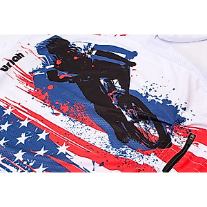 XUNQI Men's Cycling Jersey Long Sleeve Reflective with Rear Zippered Bag American Cycling Team Size M