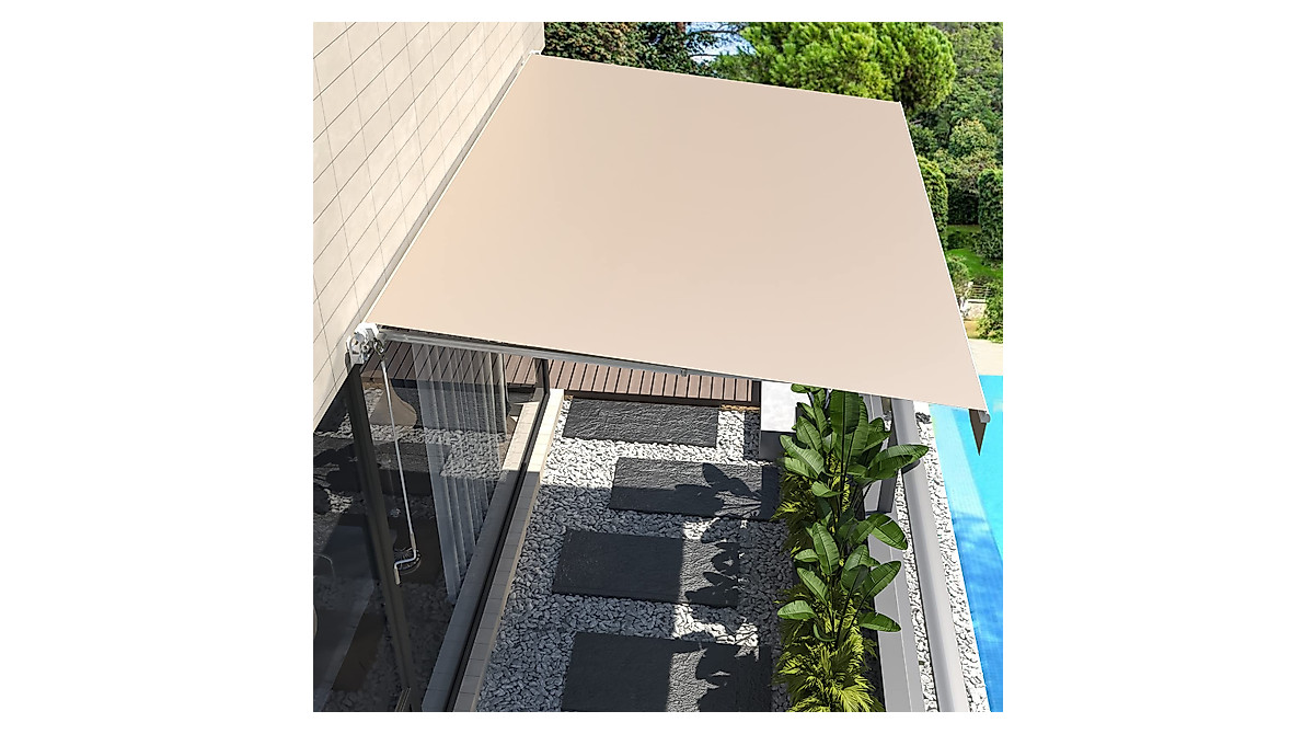 AECOJOY 13'×8' Manual Retractable Awning Sun Shade Patio Awning Cover Outdoor Patio Canopy ...