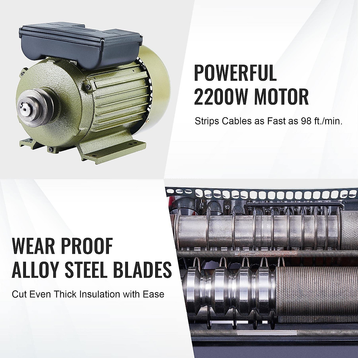 CREWORKS Automatic Wire Stripper with Wheels, 12 Channel Electric Wire Stripping Machine with Dual Roller for 7/0 to 18 Gauge Copper Wire, Scrap Cable Stripper Electrician Tool for Wire Recycling
