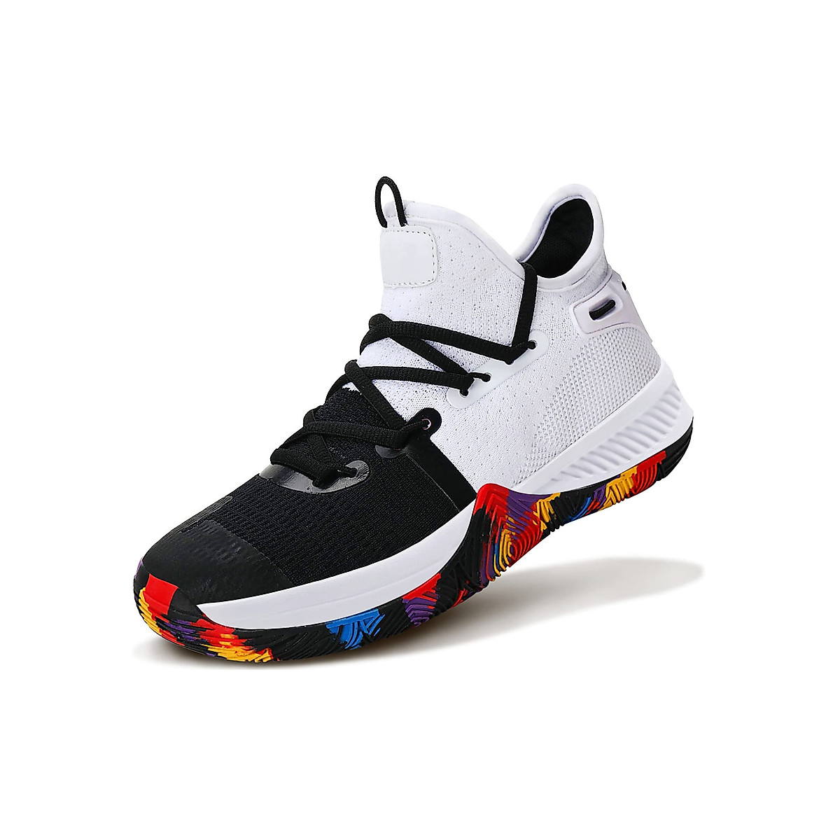 WETIKE Boys Basketball Shoes Non Slip Shoes for Boys Lightweight Girls Basketball Shoes Kids Running Shoes（Big_Kid,4,Vibrant White