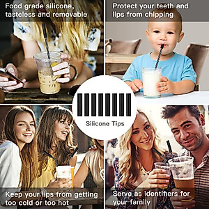 StrawExpert 16 Pack Black Reusable Metal Straws with Black Silicone Tip & Travel Case & Cleaning Brush,Long Stainless Steel Straws Drinking Straw for 20 and 30 oz Tumbler