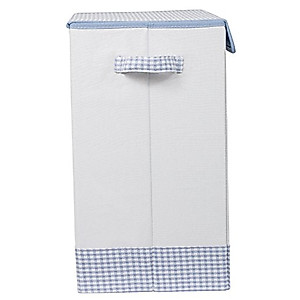 BirdRock Home Baby Clothes Hamper with Lid - Folding Cloth Hamper with Handles - Dirty Clothes Sorter Bin - Easy Storage - Collapsible - Blue and White