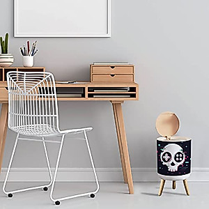 IKFLWJUTFW Small Trash Can with Lid Game over glitchy sign skull and gamepad Video symbol Gamer 7 Liter Garbage Elasticity Press Cover Kitchen Bathroom Office Fashion Paper Basket 1.8 Gallon Color6