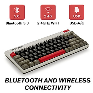 DURGOD Fusion Mechanical Retro Keyboard | 65% Layout | Wireless 2.4 GHz, Bluetooth 5.0, USB C | Doubleshot PBT | Up to 40 Days Battery Life | Windows, Android, iOS (Cherry MX Brown, Steam)