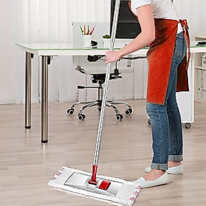 Almcmy Microfiber Mop for Floor Cleaning, 18 inch Dust Mop with 4 Washable Mop Pads, Hardwood Floor Mop with 50” Long Handle, Wet Dry Mop for Wood Laminate Tile Vinyl, 1 Extra Dirt Removal Scrubber