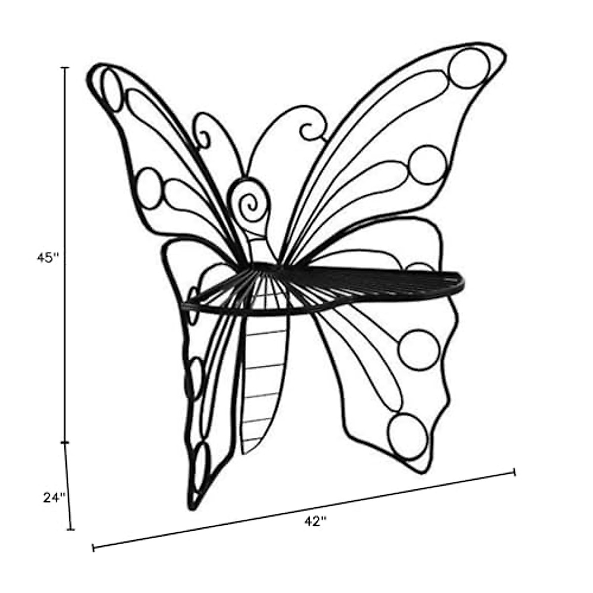 Hi-Line Gift Ltd Garden Décor Butterfly Chair, 45 by 24 by 42-Inch, Antique Black