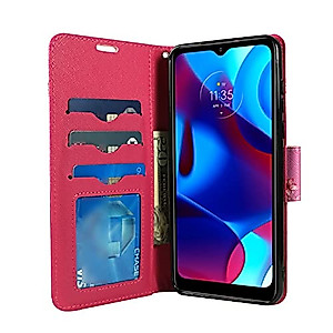 Zase TCL 40 XE 5G (Verizon) Protective Wallet Phone Case Cute Woman Premium PU Leather Flip Folio Purse w/Kickstand ID Card Holder Money Slot Wrist Strap Magnetic Lock (Pink Cherry Blossom)