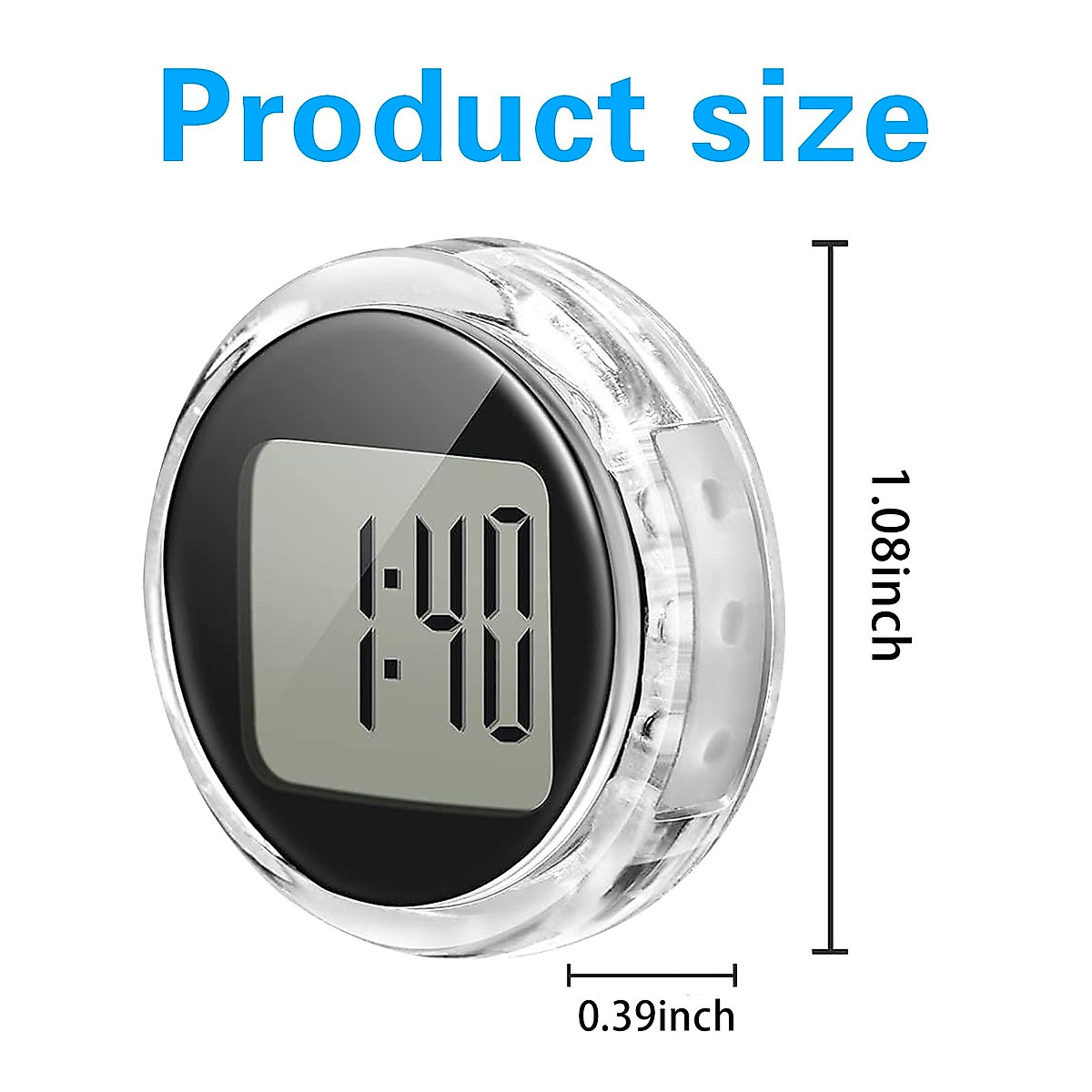 Crynod 3 PCS Mini Car Clock for Dashboard, 1.0In x 0.3In Waterproof ABS Round Motorcycle Decorative Clock with Adhesive, Universal Vehicle Digital Clocks Accessories (White)