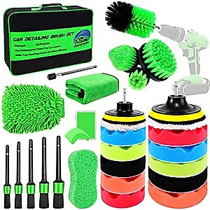 Aucurwen 29Pcs Car Detailing Brush Set, Car Detailing Kit, Auto Detailing Drill Brush Set, Car Polishing & Buffing Pads Kit, Car Cleaning Wash Kit for Interior, Exterior, Wheels, Carpet, Bathroom