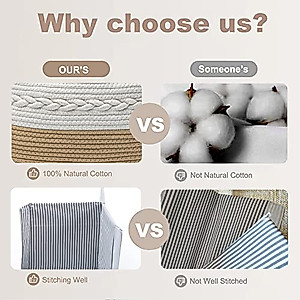 Yoe Gogh Baby Diaper Caddy Organizer, Rope Woven Nursery Storage Basket with Adjustable Divider, Portable Car Travel Diapers Organizer, Large Capacity Caddies (Khaki)