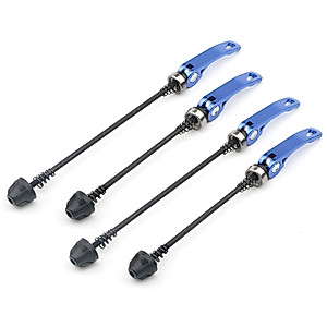 Ellbest 2 Pairs Blue Quick Release Bicycle Skewer Bicycle Hub Front & Rear Bicycle Axle Hollow Shaft Fit for Road Bike, Mountain Bike, MTB, BMX